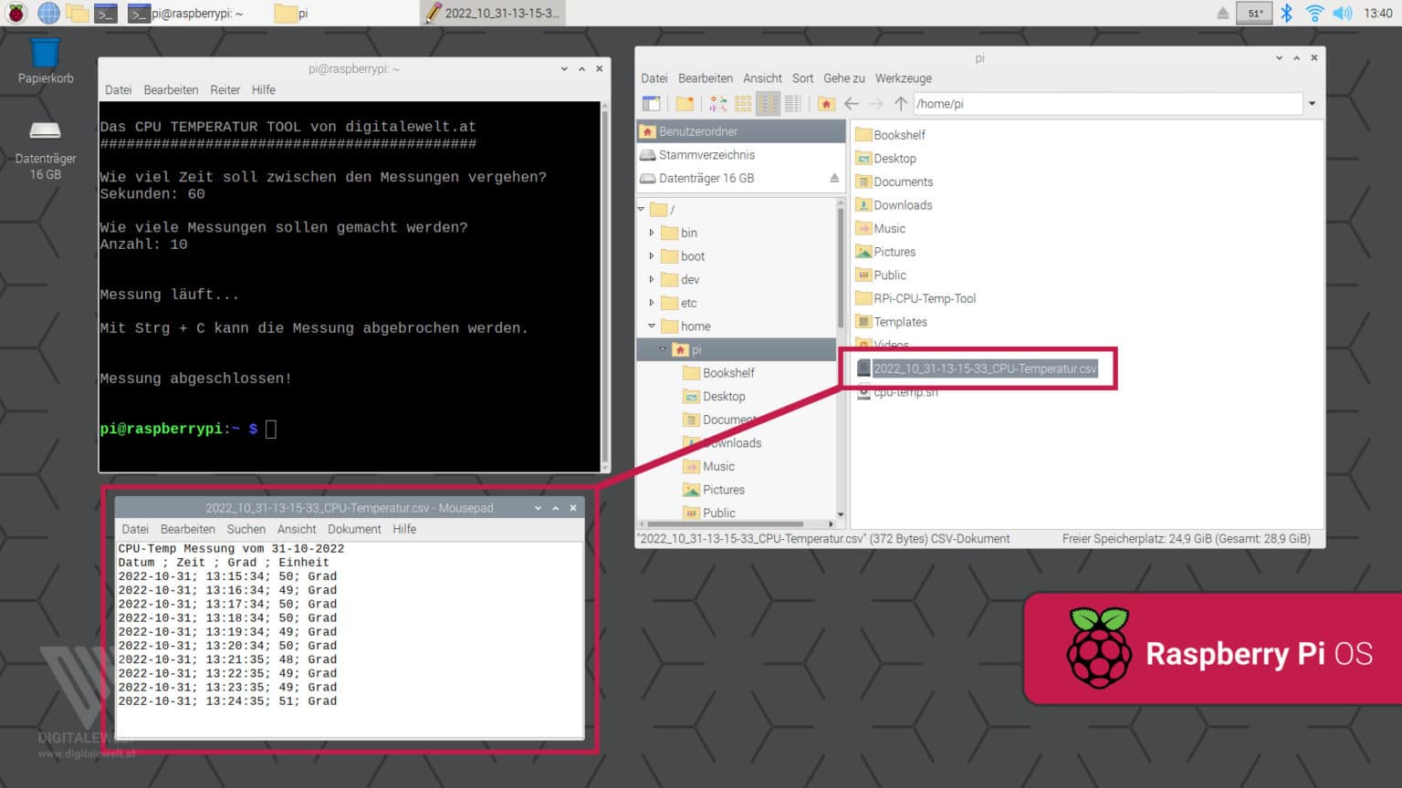 Raspberry Pi - CPU Temperatur auslesen und aufzeichnen - digitalewelt
