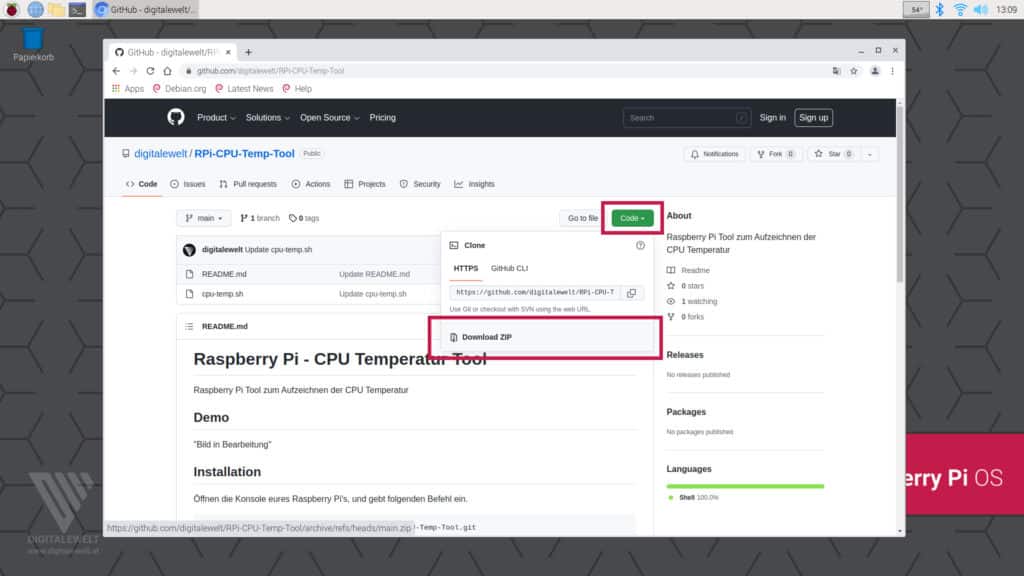 Raspberry Pi - CPU Temperatur auslesen und aufzeichnen - digitalewelt