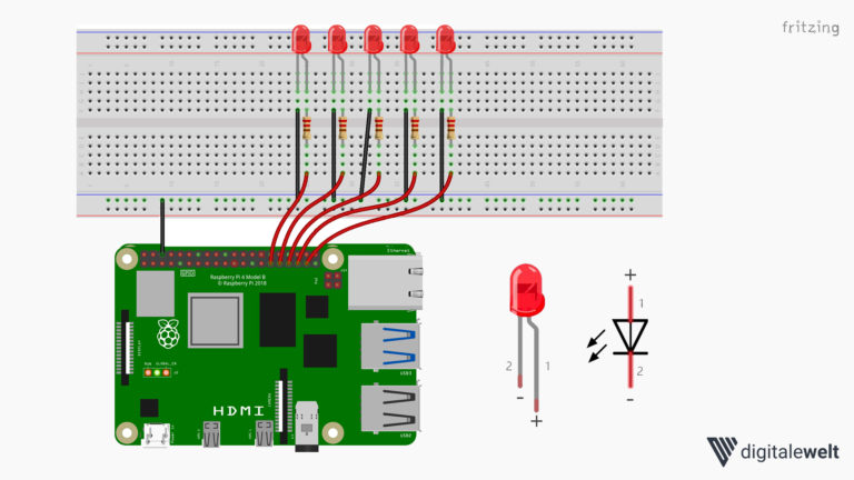 Raspberry Pi: LED ansteuern (GPIO) - digitalewelt